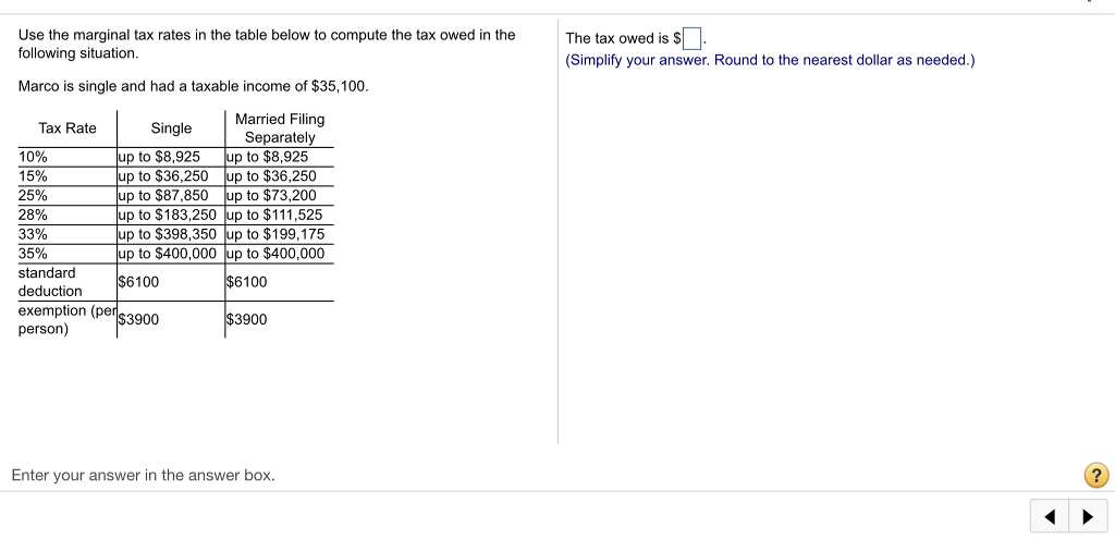 Solved Use the marginal tax rates in the table below to | Chegg.com