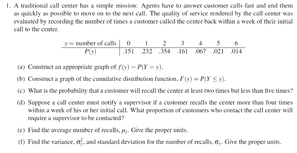 Solved 1. A traditional call center has a simple mission: | Chegg.com