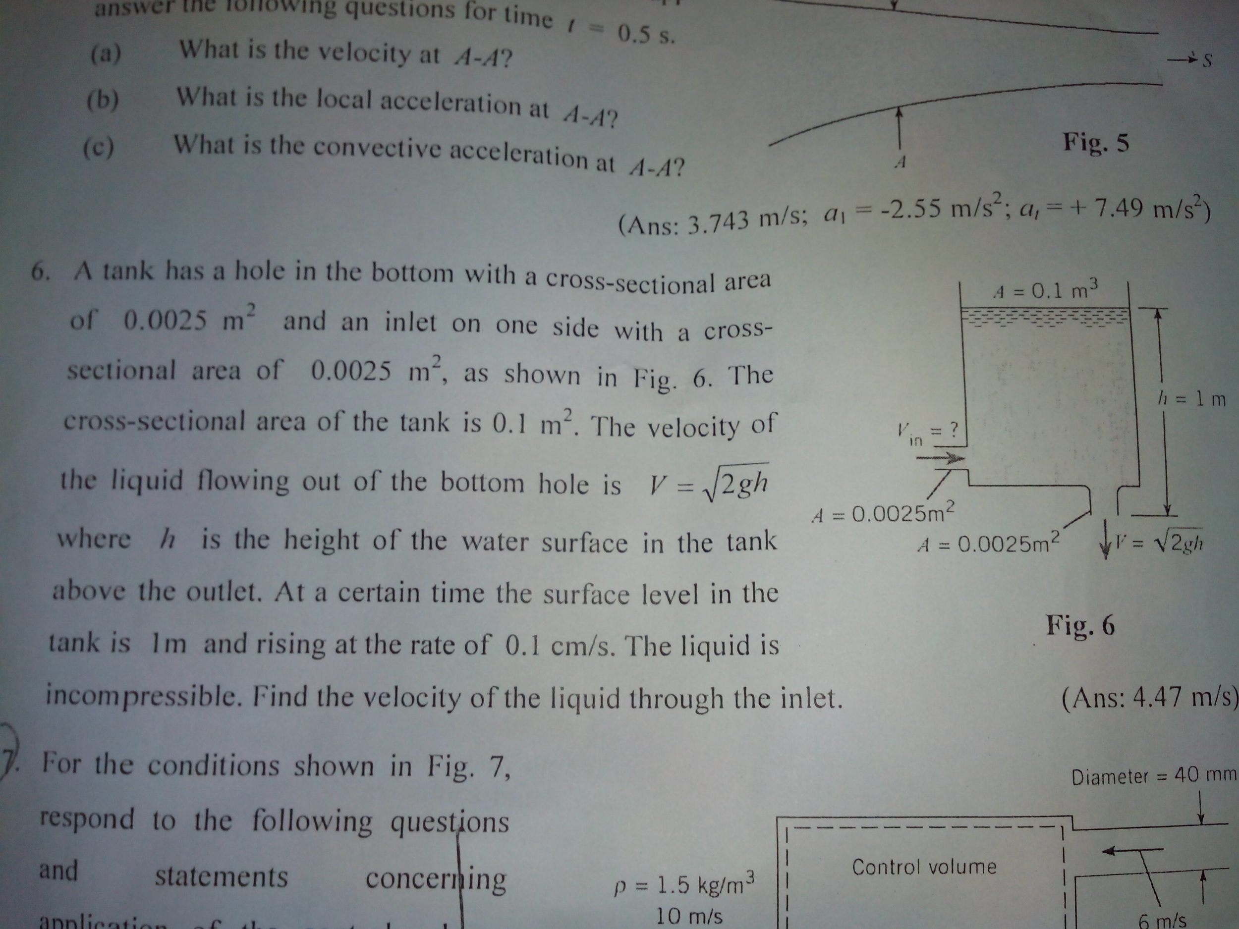 Solved A tank has a hole in the bottom with a | Chegg.com