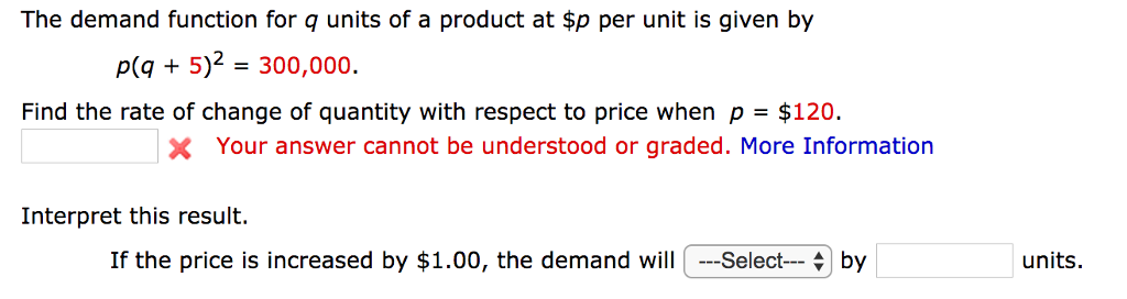 Solved The demand function for q units of a product at $p | Chegg.com