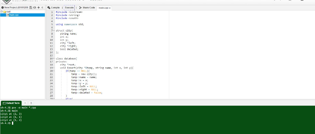 Solved Implement A City Database Using A Bst To Store The Database 9108