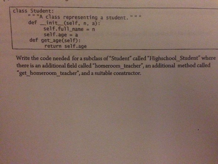 Solved Class Student: """A class representing a student. " | Chegg.com