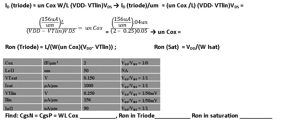 Solved MOSFET DIGITAL LOGIC: Assume VDD = 1V, W = 200nm, | Chegg.com