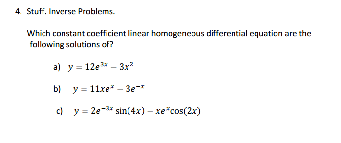 Solved Which constant coefficient linear homogeneous | Chegg.com
