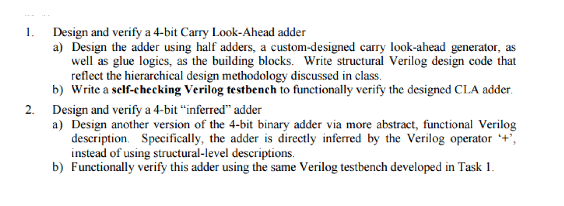 Design and verify a 4-bit Carry Look-Ahead adder a) | Chegg.com