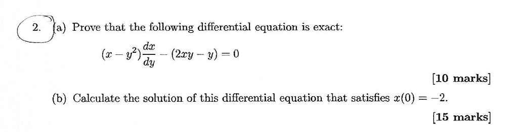 Solved 2. [a) Prove that the following differential equation | Chegg.com