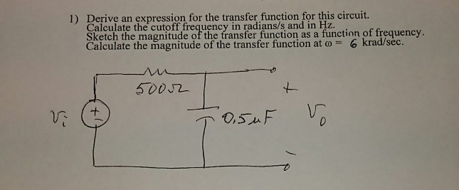 Solved Derive an expression for the transfer function for | Chegg.com