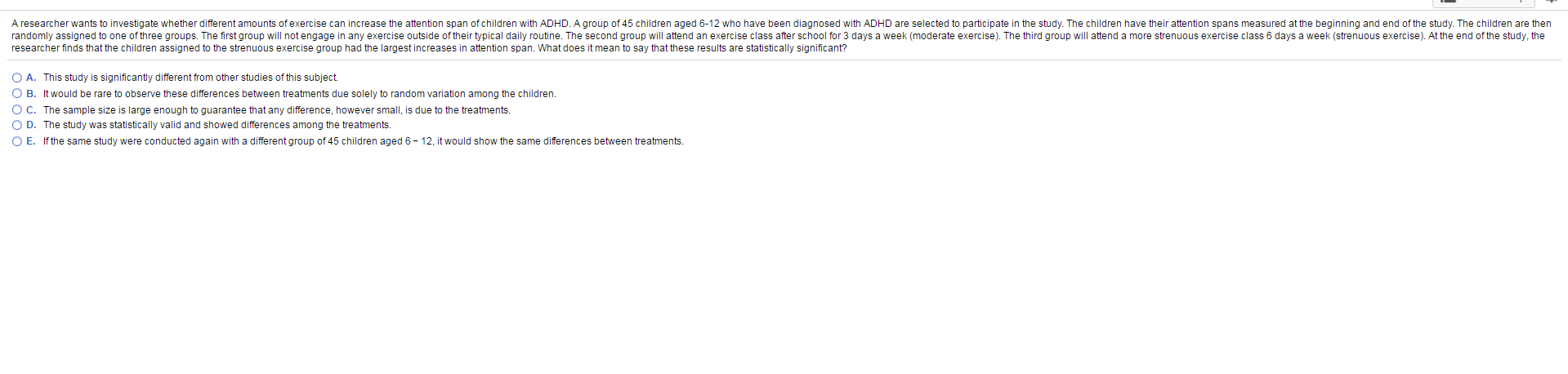 Solved A researcher wants to investigate the effectiveness | Chegg.com