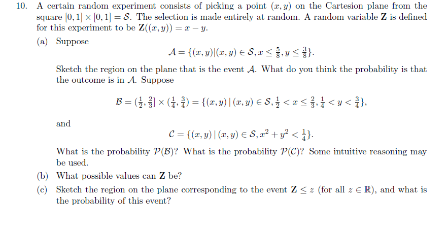 Solved A certain random experiment consists of picking a | Chegg.com