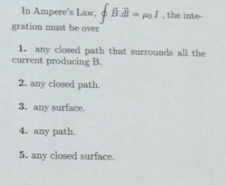 Solved In Ampere's Law, close int B.dl = mu0 I, the | Chegg.com