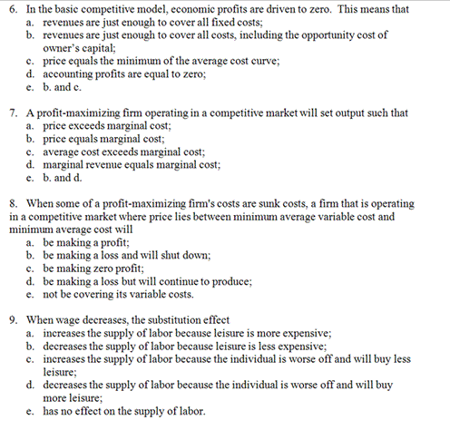 Solved In the basic competitive model, economic profits are | Chegg.com