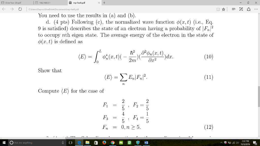 Solved If we construct a wave function with a linear | Chegg.com