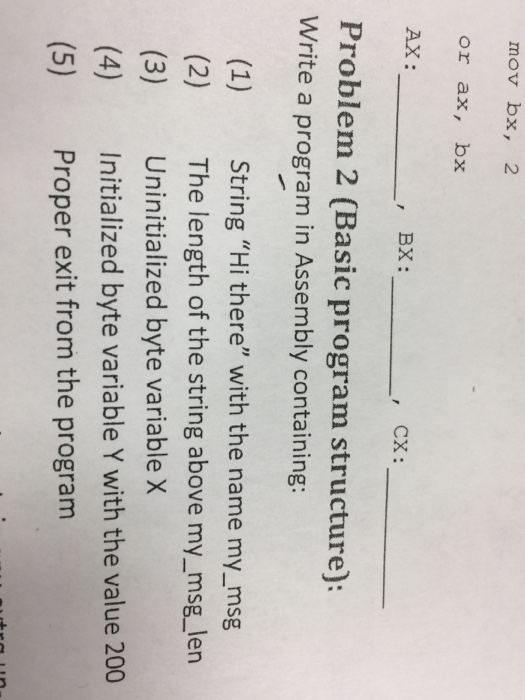 Solved Write A Program In Assembly Containing String Hi