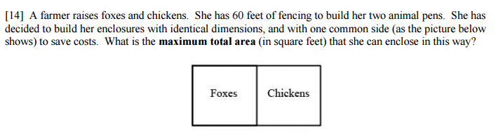 Solved [14] A farmer raises foxes and chickens. She has 60 | Chegg.com