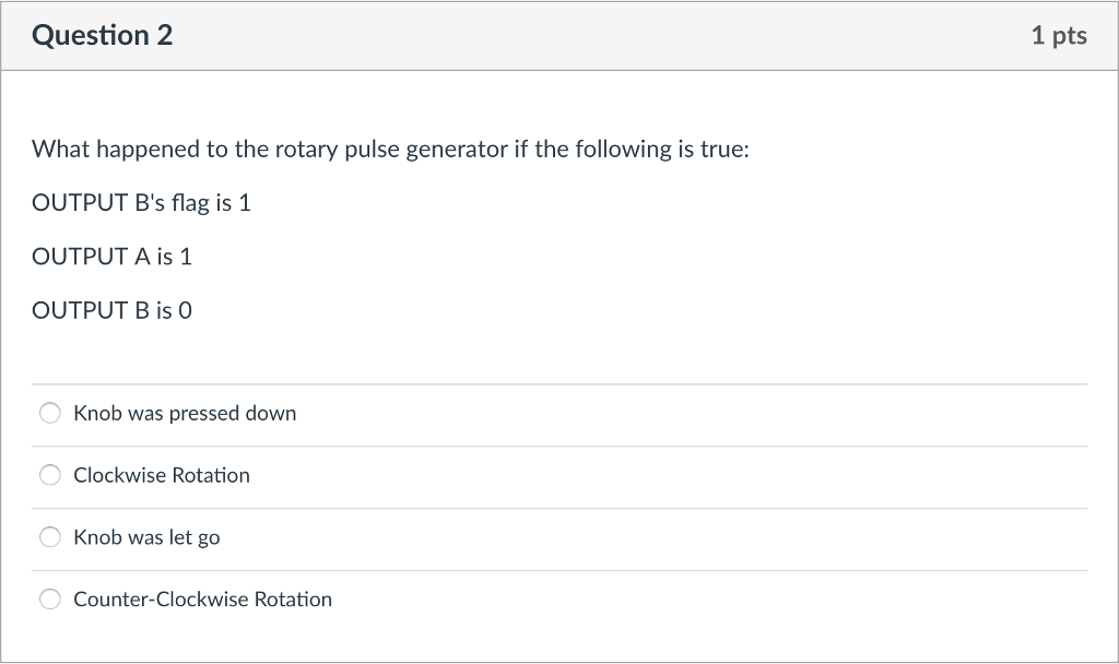 Solved Question2 1 pts What happened to the rotary pulse | Chegg.com
