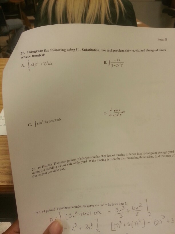 Solved Integrate the following using U- Substitution. For | Chegg.com