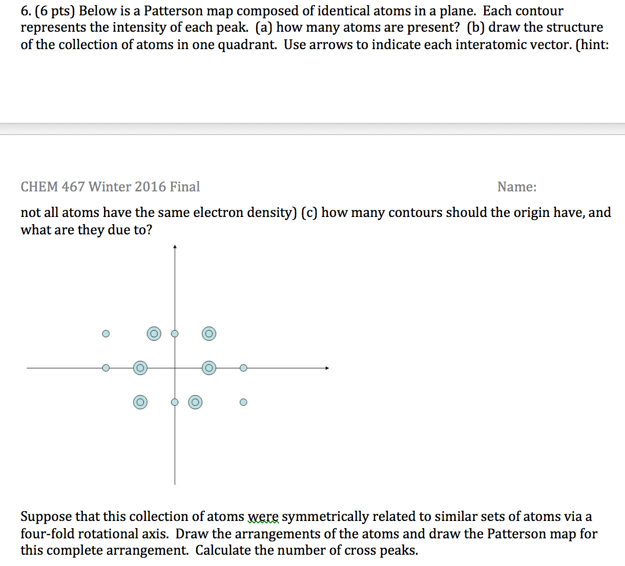 Below is a Patterson map composed of identical atoms | Chegg.com