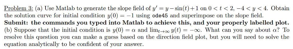 Solved Use Matlab to generate the slope field of y' = y - | Chegg.com