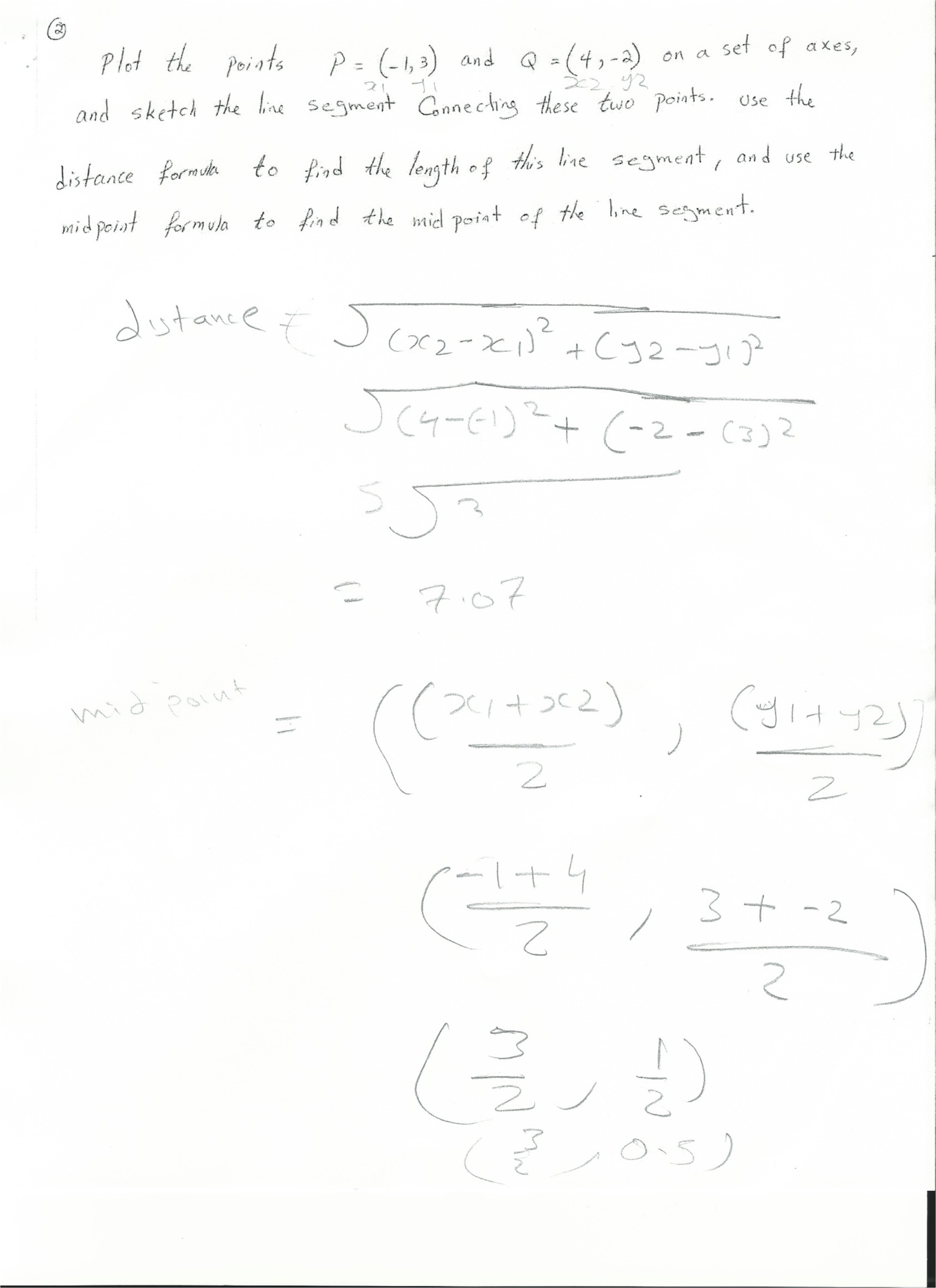 Solved Plot the points P = (-1, 3) and Q = (4, -2) on a set | Chegg.com