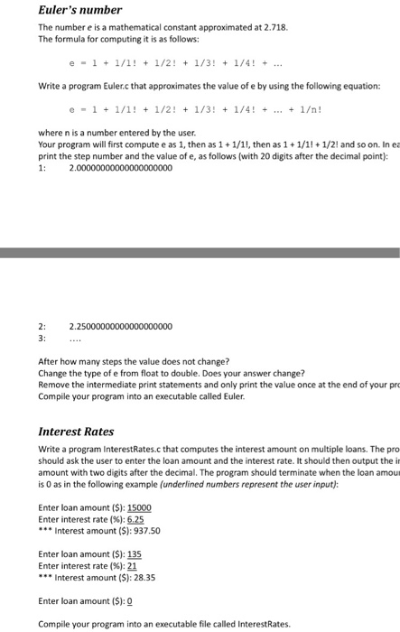 Solved Euler's number The number is a mathematical constant | Chegg.com