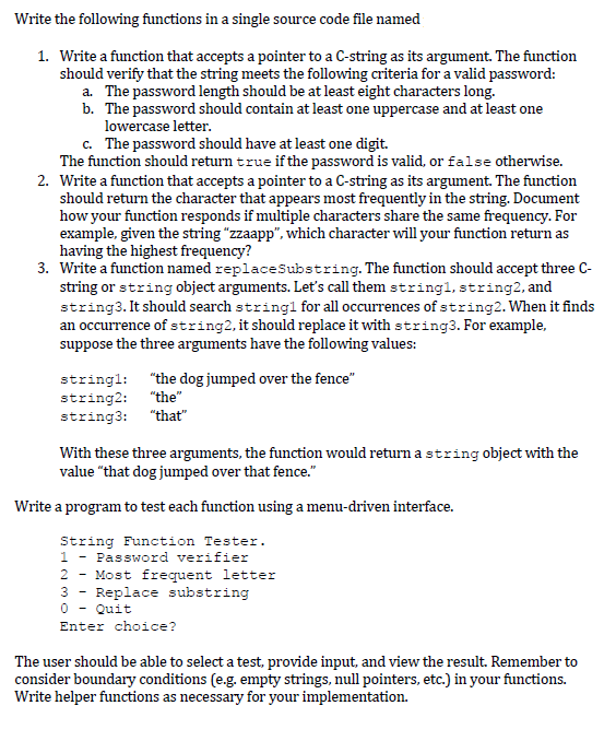 C++ language NOTE : Using C-string. Functions that | Chegg.com