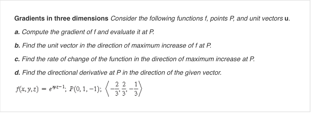 Solved Gradients in three dimensions Consider the following | Chegg.com