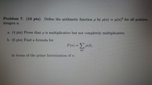 Solved Define the arithmetic function rho by rho(n) = | Chegg.com