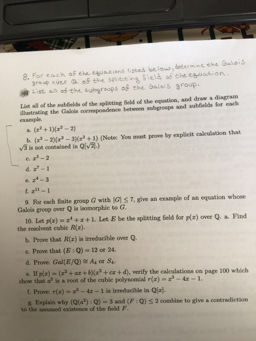 Solved List all of the subfields of the splitting field of | Chegg.com