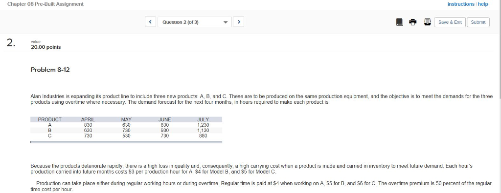 Solved Chapter 08 Pre-Built Assignment instructions help | Chegg.com