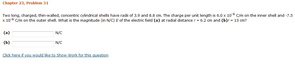 Solved Two long, charged, thin-walled, concentric | Chegg.com
