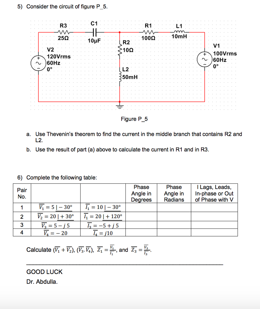 Solved 5) Consider the circuit of figure P 5. C1 R3 R1 L1 Mm | Chegg.com