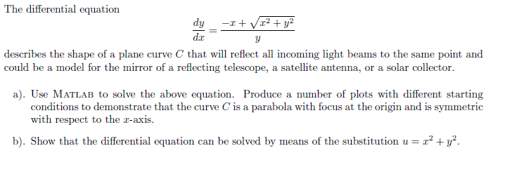 Solved The differential equation dy/dx = -x + squareroot | Chegg.com