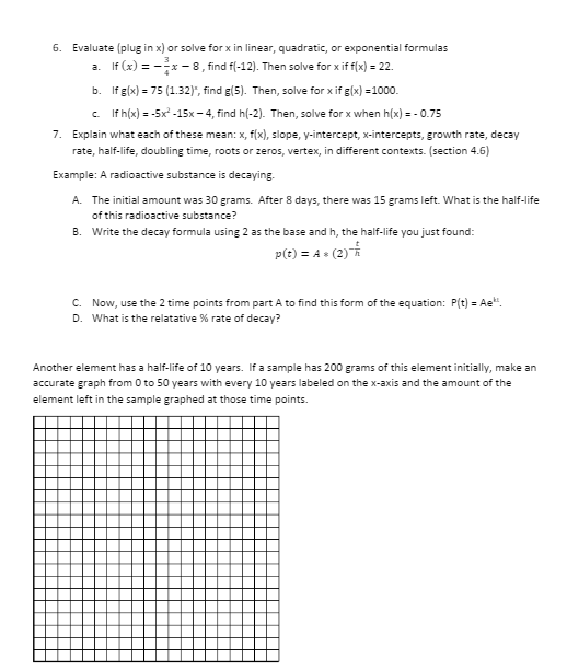 Solved Evaluate (plug in x) or solve for x in linear, | Chegg.com