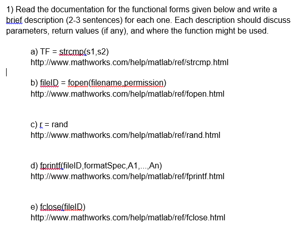 Solved 1) Read the documentation for the functional forms | Chegg.com