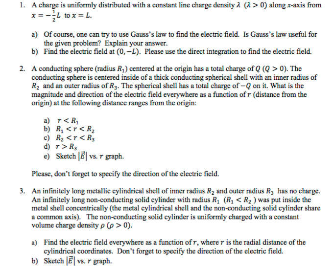 Solved A charge is uniformly distributed with a constant | Chegg.com