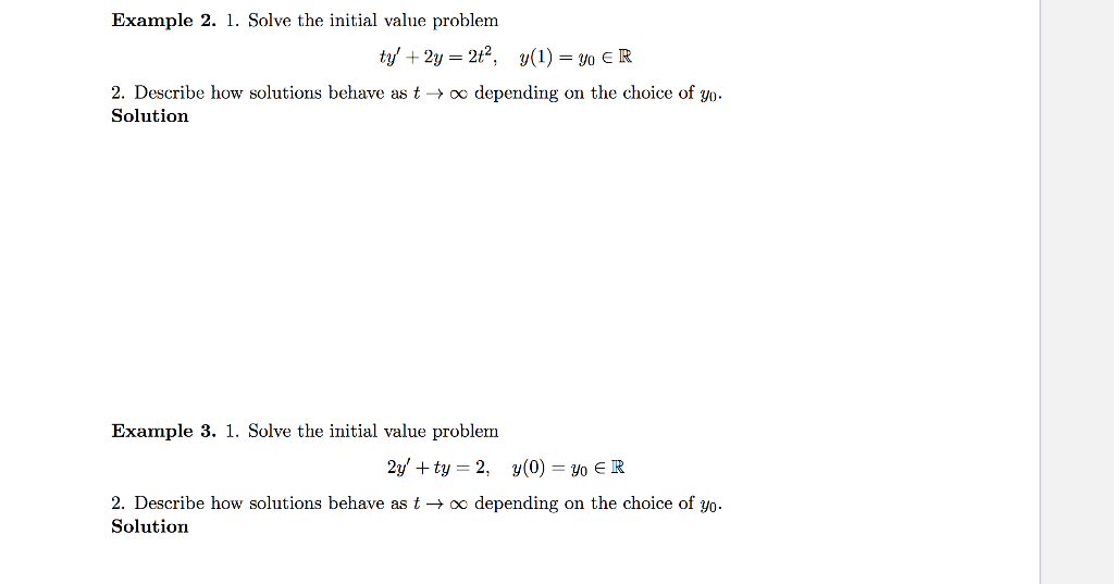Solved Example 2. 1. Solve the initial value problem 2, | Chegg.com