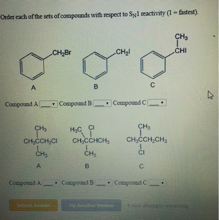 Solved Order each of the sets of compounds with respect to | Chegg.com