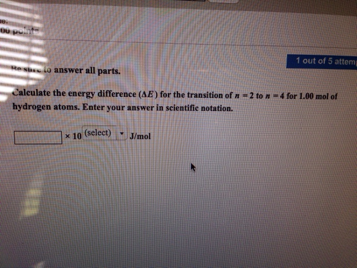 Solved Be sure to answer all parts.Calculate the energy | Chegg.com