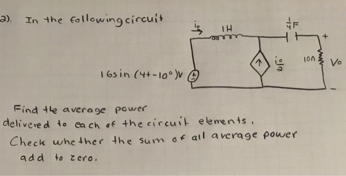 Solved In the following circuit Find the average power | Chegg.com