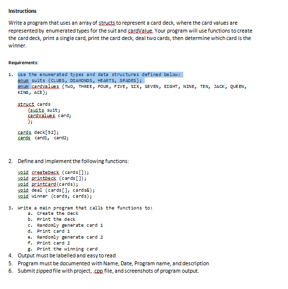 Solved Instructions Write a program that uses an array of | Chegg.com
