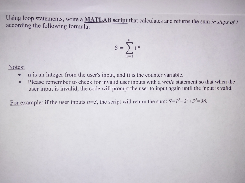 Solved Using Loop Statements Write A Matlab Script That 2788