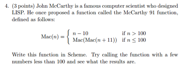 Solved John McCarthy is a famous computer scientist who | Chegg.com