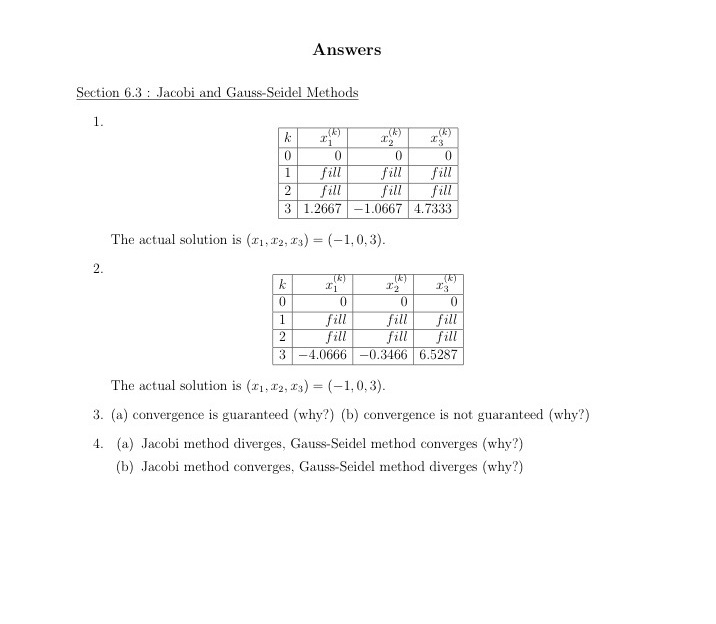 Solved Section 6.3 Jacobi and Gauss-Seidel Methods 1. Do | Chegg.com