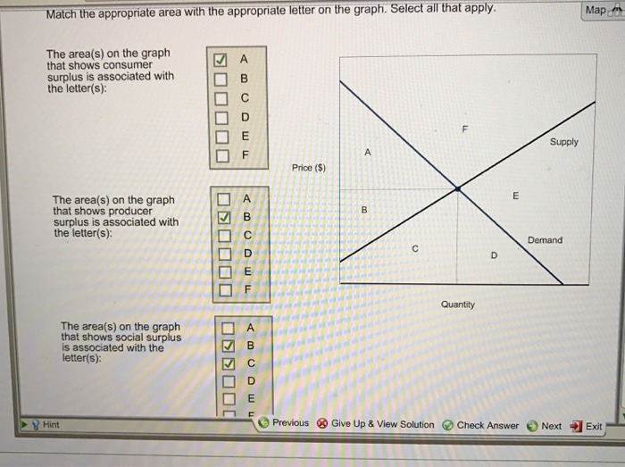 Select Every Area on the Graph That Represents Consumer Surplus.