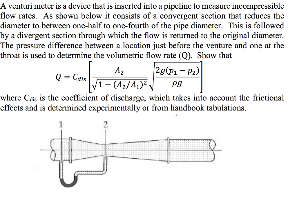 Solved A venture meter is a device that is inserted into a | Chegg.com
