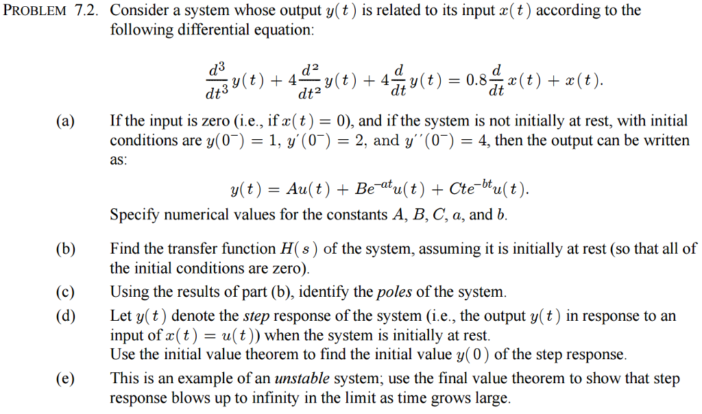 Solved Consider a system whose output y(t) is related to its | Chegg.com