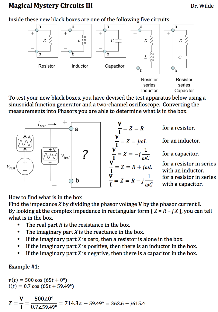 Solved Magical Mystery Circuits III Dr. Wilde Inside these | Chegg.com