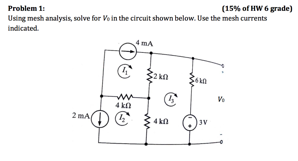 Solved Using mesh analysis, solve for Vo in the circuit | Chegg.com