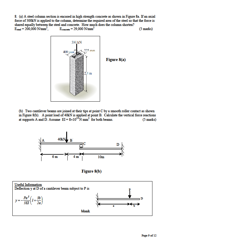 Solved 8. (a) A steel column section is encased in high | Chegg.com