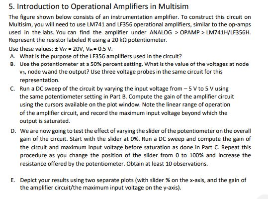 Solved 5. Introduction to Operational Amplifiers in Multisim | Chegg.com